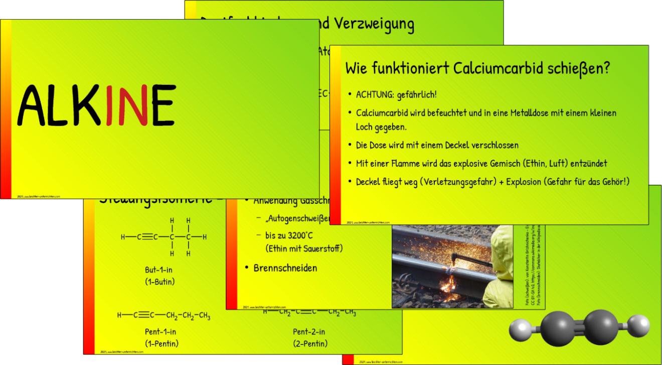 Alkine Vortragsfolien Chemieunterricht - Leichter Unterrichten