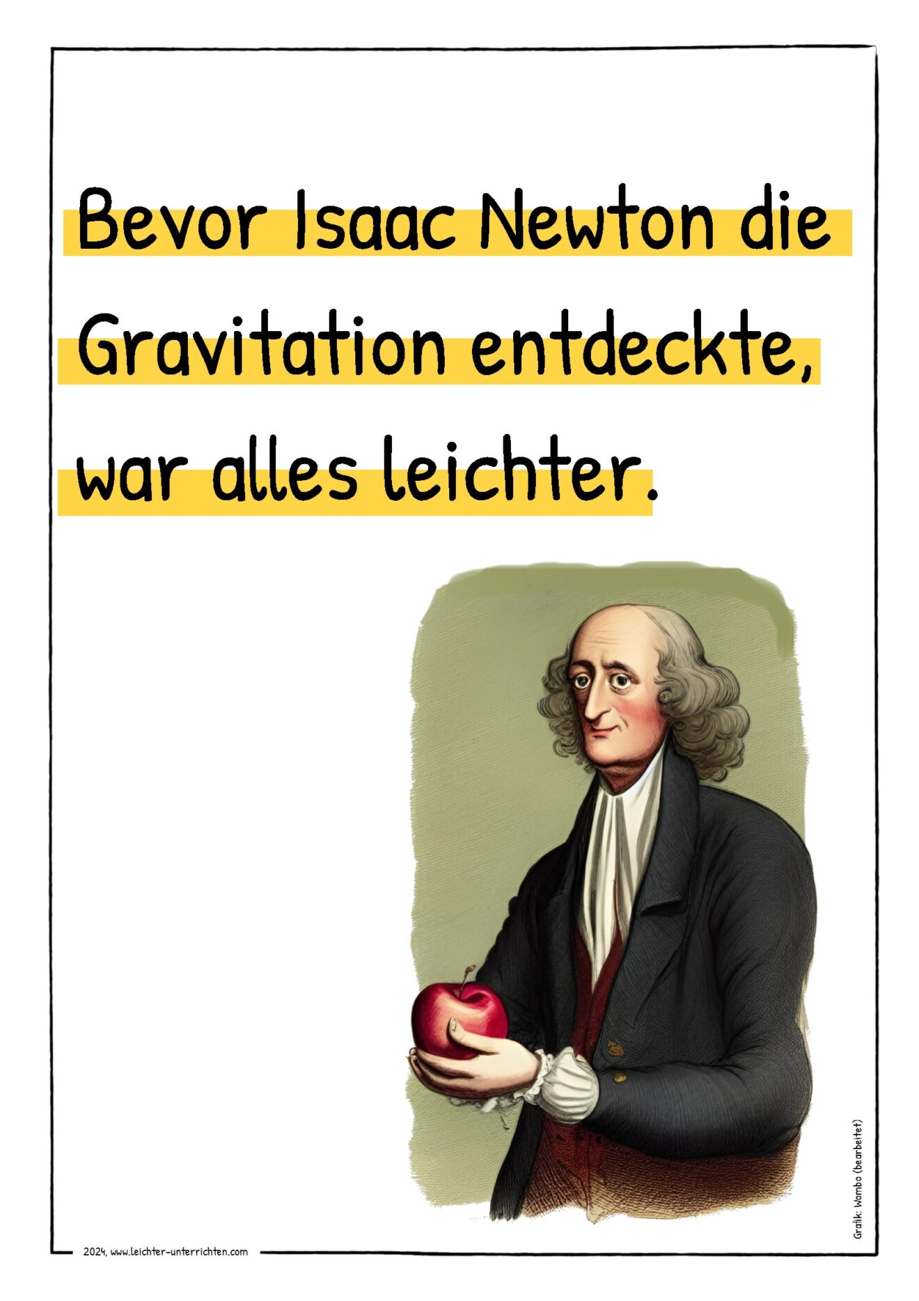 Plakat Isaac Newton - Gravitation - Leichter Unterrichten